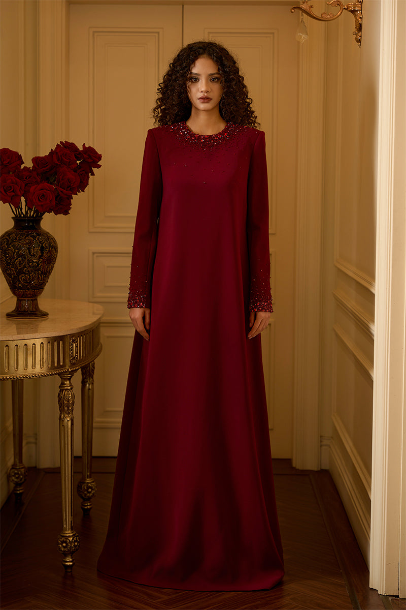Tunic Evening Gown With Long Sleeves